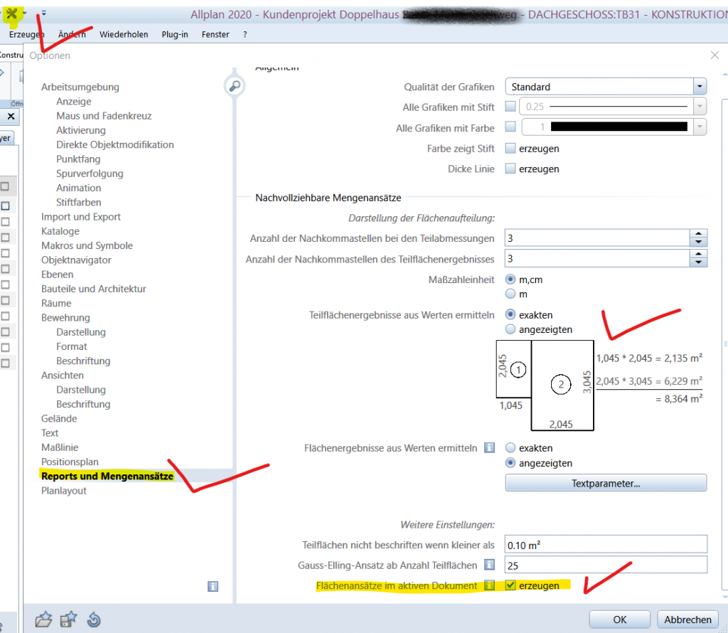 Raumberechnung Dach 2m Linie - Handelsvertretung Allplan ...