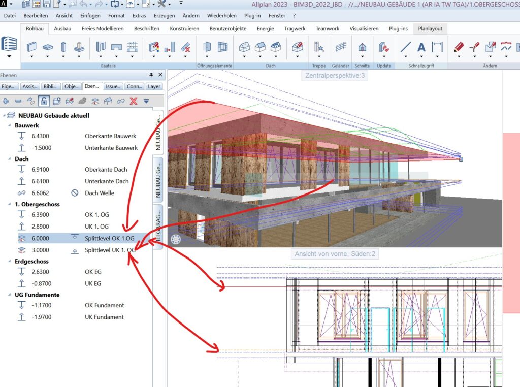 Splittlevel mit Abstandsebenen - Handelsvertretung Allplan ...